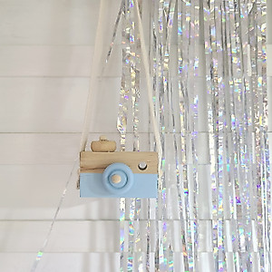Baby Toy Wooden Mini Camera Toy, Baby Kids Cute Mini Sharpe Toy, Neck Hanging Photographed Props for Baby Toddlers Children Kids' Room Hanging Decor Gift (Blue)