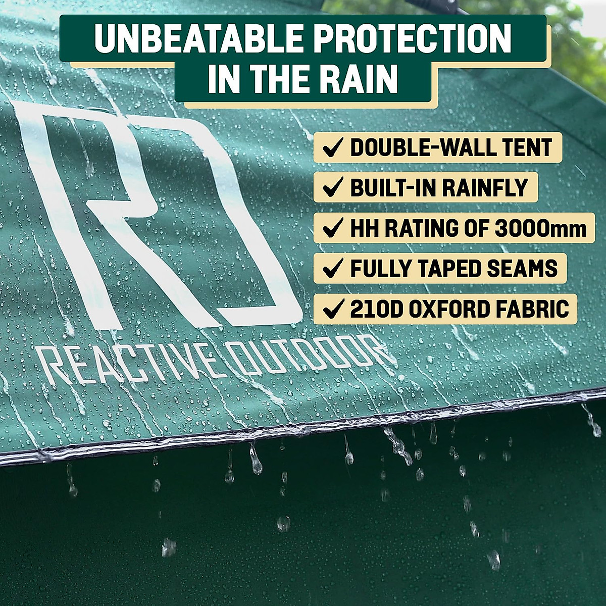 Reactive Outdoor Tent - 3 Second Tent - 3 Sec Instant Pop Up Tent - Easy and Quick Setup Camping Tent - 1 Person Setup Waterproof Double Layer Outdoor Camping Tent