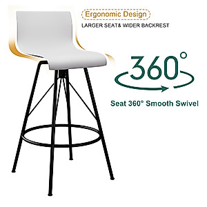 annjoe Swivel Bar Stools Metal Counter Height Stools Plastic Seat Chairs Set of 4 for Indoor Outdoor Home Kitchen Business (30" White)
