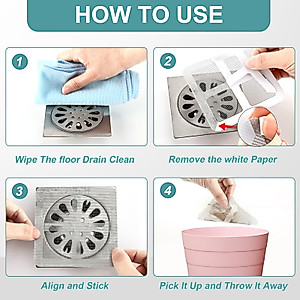 120 Pcs 4" X 4" Disposable Shower Drain Cover Hair Catcher Shower Drain Mesh Stickers, for Bathroom, Laundry, Bathtub, Kitchen Sink,Window Screen Repair etc.