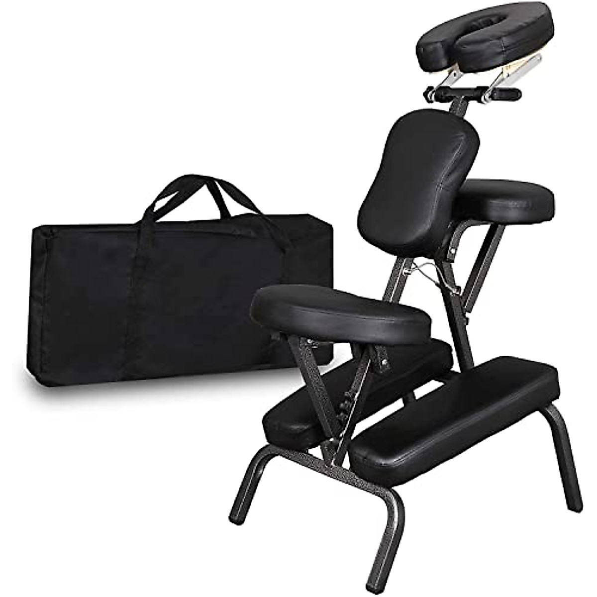 JupiterForce Salon Spa Chairs, Massage Chair Height Adjustable with Face Cradle and Carry Bag for Tattoo, Beauty, Black