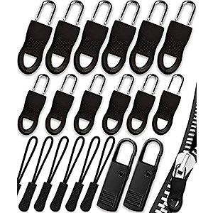 Zipper Pull, Universal Zipper Pull Replacement Kit, Removable Zipper Pulls Tab Replacement (20 Pcs), Black Zipper Pulls for Jackets, Luggage, Backpacks, Purses, Boots, Pants, Tents, (3 Styles 4 Sizes)