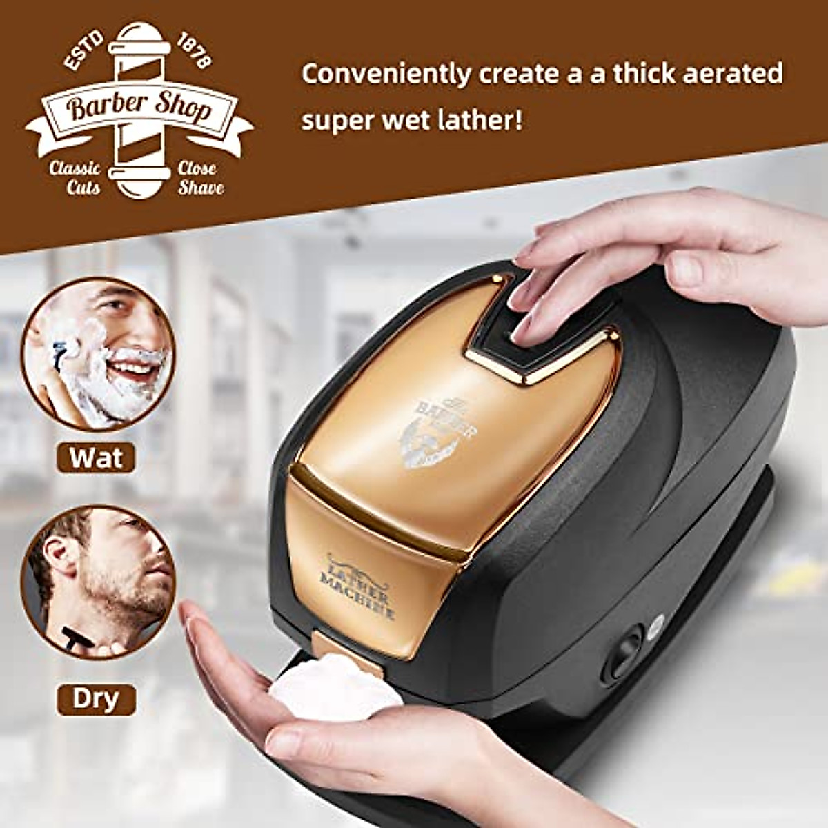 Hot Lather Machine Lather Machine Barber Latherizer Machine for Shaving Professional Lather Maker Shaving Cream Warmer Hot Lather Machine Gifts for Men Husband Dad Barber (Black)
