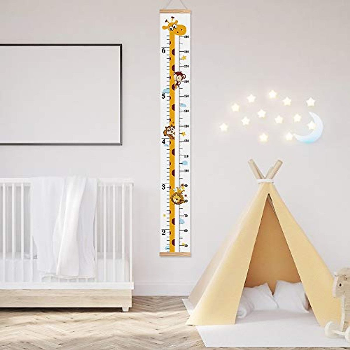 Outivity Baby Growth Height Chart, Hanging Ruler Wall Decals for Kids Boys Girls, Canvas and Wood Removable Measure Wall Ruler for Children