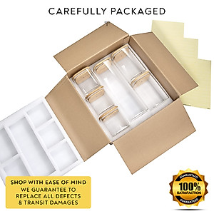 Laramaid Glass Jar Set (3x22oz/1x35oz/1x40oz/1x71oz) Set of 6 with Minimalist Pantry Labels, Square Canister Jars with Bamboo Lids and Customized Sticker Labels