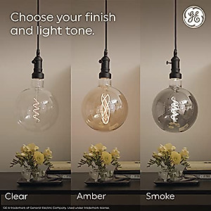 GE Lighting Vintage Style LED Light Bulbs, 60 Watt Eqv, Amber Glass, Warm Candle Light, A15 Standard Bulb, Small Base (2 Pack)