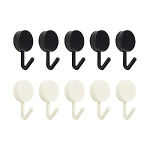 Geesatis 10 Pcs Coat Hooks Decorative Adhesive Hooks Heavy Duty Hanger Hook for Hanging Coat, Towel, Bags, Kitchen Utensils, Keys(Black and White)