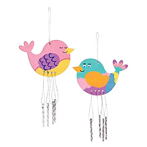 Baker Ross AT558 Bird Wooden Windchimes - Pack of 4, Musical Chime Kits for Kids Arts and Crafts Projects, Great Indoor or Outdoor or as a Gift for Creative Children