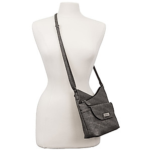 MultiSac Vista Solid Color Vegan Leather Crossbody Handbag One Size Black