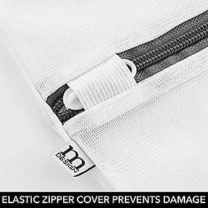 mDesign Medium Laundry Mesh Wash Bag - Fine Weave Fabric, Zipper Closure, Washing Machine, and Dryer Safe, Protect Lingerie, Delicates, Underwear, Bras, Leggings - Reusable - 2 Pack, 24" x 24" - White