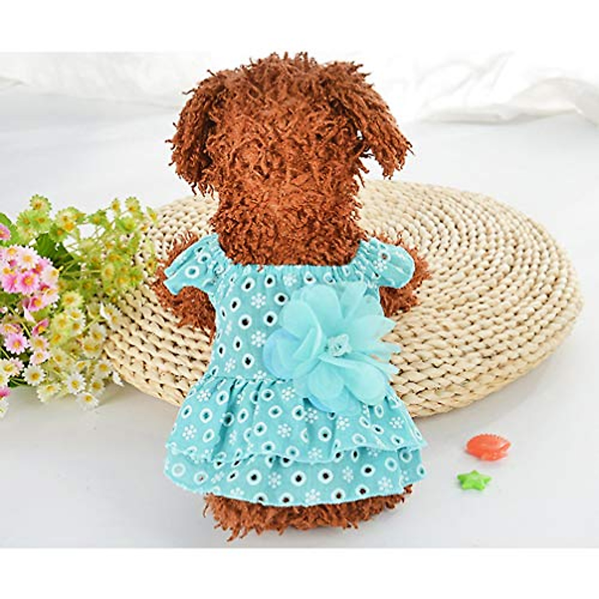 Skirt Dresses Puppy Clothes Puppy Clothes Dog Dress for Summer, Cute Dog Lace Flower Dress Puppy Costumes Pet Summer Apparel for Dogs Cats Short Summer Dress Tutu