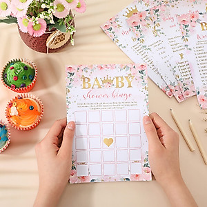 Fumete 125 Pcs Princess Baby Shower Games for Girls 5 Games Cards with 20 Pencils Baby Shower Activities Include Guess Who, Baby Descriptions and Well Wishes, Baby Price, Bingo Game