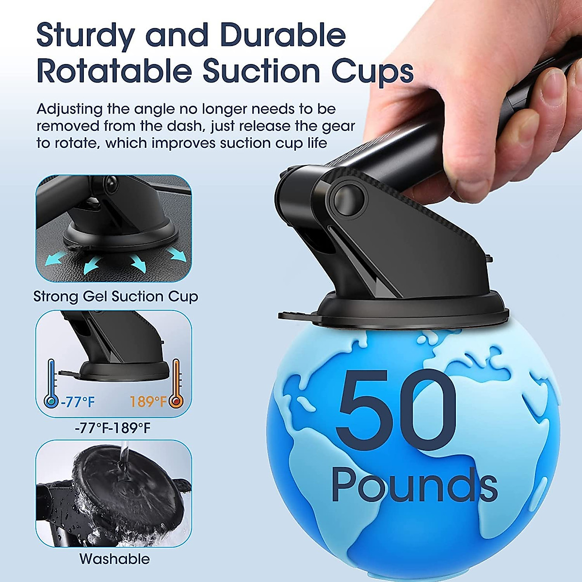 VIKE 2023 Upgraded Car Phone Holder Mount - [ Bumpy Roads Friendly ] Phone Mount for Car Dashboard Windshield Air Vent 3 in 1, Hand Free Mount for iPhone 14 13 12 Pro Max All Cell Phones