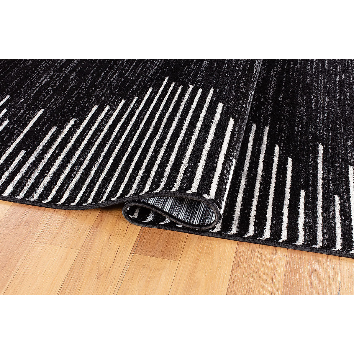 Rugshop Bohemian Stripe Stain Resistant High Traffic Living Room Kitchen Bedroom Dining Home Office Runner Rug 2'x7' Black