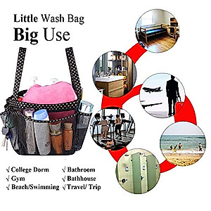 Haundry Mesh Shower Caddy Basket, Large College Dorm Bathroom Caddy Organizer with Key Hook and Oxford Handles, 8 Pockets, Hanging Portable Tote Bag for Camp Gym