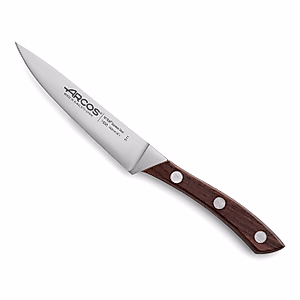 Arcos Paring knife 4 inches Nitrum Stainless Steel.Paring Knife for Peeling Fruits and Vegetables. Wooden Handle and blade 100 mm. Rust & Wear Resistant. Series Natura. Color Brown