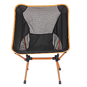 Aluminum Alloy Portable Chair, Nylon Mesh Simple Operation Outdoor Camping Chair with A Stable Four Arm Design for Fishing(Orange)