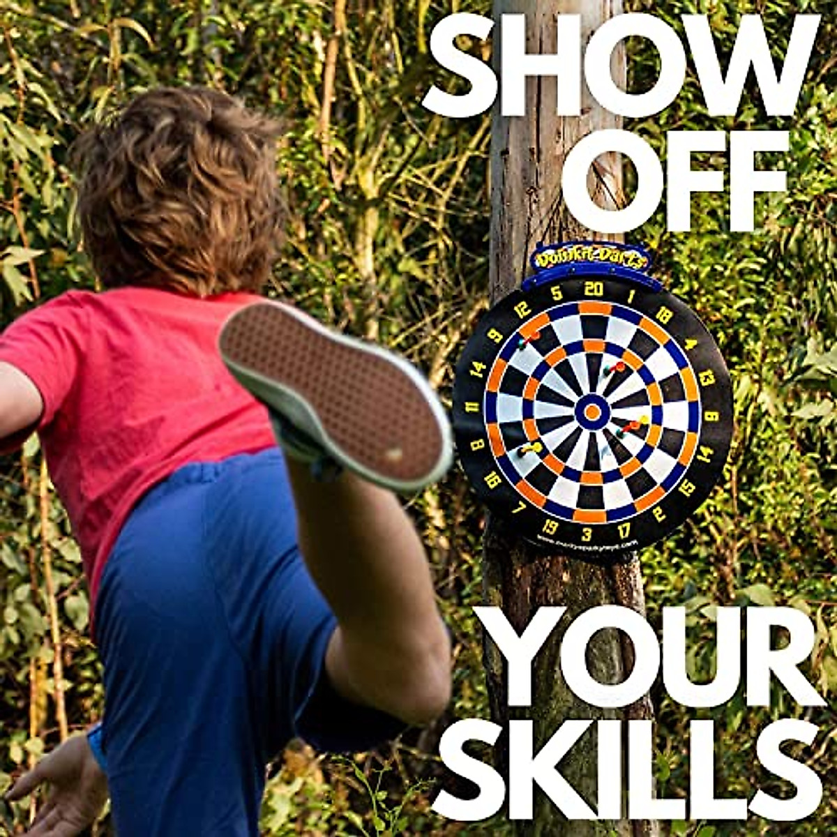 Marky Sparky Doinkit Darts Magnetic Dartboard - XL Rollup Design - Two Sided Baseball Darts - Kid Safe Durable Doinkit Darts - Fun Indoor Wall Game for Boys and Girls