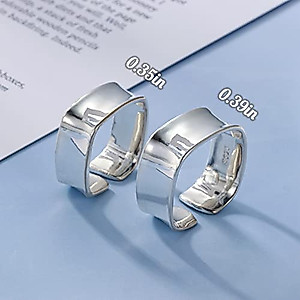 OAYAO Sterling Silver Rings for Women Men, Unisex Wide Band Thumb Ring, Handmade Chunky Silver Rings Aesthetic, Adjustable Jewelry Signet Rings for Men Size 9-10.5