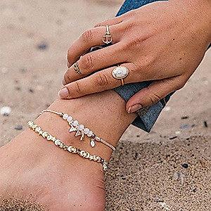 Alex and Ani Adjustable Anklet for Women, Whale Tail Charm, Shiny Silver Finish, 11.5 in