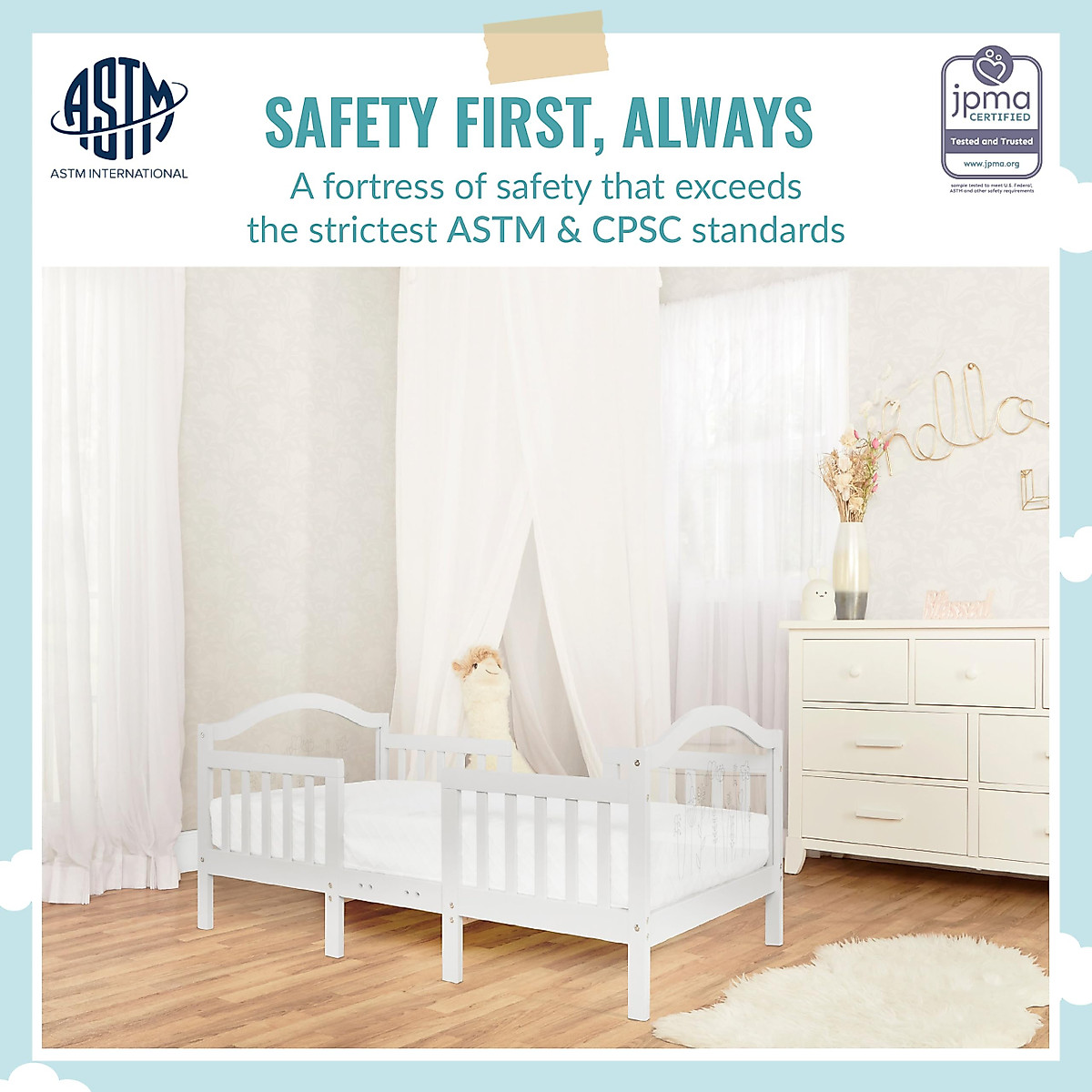 Dream On Me Rosie Toddler Bed in Grey