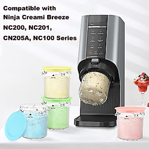 FIRJOY 16 oz. Containers | Extra Replacement Pints and Lids - Compatible with Ninja Creami Breeze NC200, NC201, CN205A, NC100 Series (4 Pack - Blue, Pink, Green, Yellow)