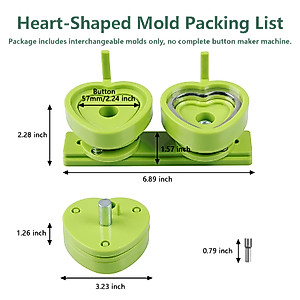 Happizza Button Maker Heart-Shaped Mold, Heart shape Interchangeable Die Mold Button Maker Mould Suitable for Slide Rail Button Maker Machine Pin Maker Machine Button Press