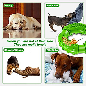 Feeko Dog Toys for Aggressive Chewers Large Breed, Non-Toxic Natural Rubber Long-Lasting Indestructible Dog Toys, Durable Puppy Chew Toy for Medium Large Dogs - Fun to Chew, Chase and Fetch (Green)