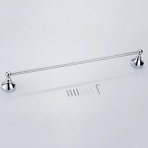 JHSLXD.YSPJ Bathroom Single Shot Towel Rod Household Washing Hands Brass Chrome Towel Rack Hotel Metal Tower Hanger Bathroom Hardware Accessories 60CM,Chrome