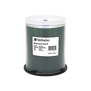 Verbatim CD-R 700MB 52X Diamond Silk Screen Printable, Hub Printable - 100pk Tape Wrap