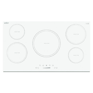 Summit SINC5B36W 36-inch 5 burner Digital Electric Induction Cooktop, White Ceramic Glass, 208V-240V, 9300W, Child lock, Energy Efficient, Timer, Easy to Clean