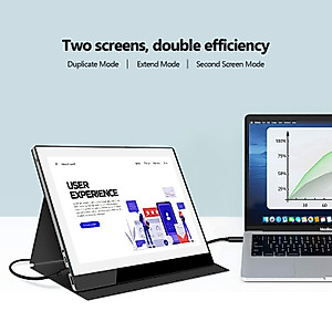 ULBRE Portable Monitor 15.6 Inch Full HD 1080P IPS Screen USB-C HDMI Portable Monitor for Laptop PC MAC Phone Xbox PS4 Gaming, External Display with Leather Case