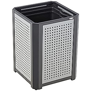 Safco Products Evos Outdoor/Indoor Trash Can with Perforated Galvanized Steel Panel, 15 Gallon, Black