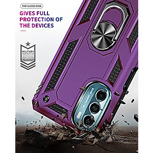 for Moto G 5G Case, Moto G 5G 2022 Phone Case with Screen Protector, [Military Grade 16ft. Drop Tested] Magnetic Ring Holder Kickstand Protective Phone Case for Motorola Moto G 5G (2022), Purple