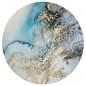 Lahome Marble Round Rugs - 6Ft Washable Large Round Living Room Area Rug Non-Slip Throw Blue Dining Room Rug Soft Ultra-Thin Circle Bedroom Rug Indoor Round Carpet for Office Kitchen Entrance