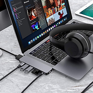HyperDrive USB-C Hub Adapter, Sanho Solo 7-in-1 Type C Dongle for MacBook Pro, PC w USB-C Port: USBC 60W Power Delivery, USBC 5Gbps Data, 4K HDMI, microSD/SD Card Reader, 2xUSB 3.0, Audio Jack - Grey