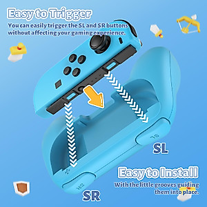 FastSnail Grips Compatible with Nintendo Switch Joy-Con, Wear-Resistant Handle Kit Compatible with Switch Joy Cons Controllers, 2 Pack (Blue and Red)