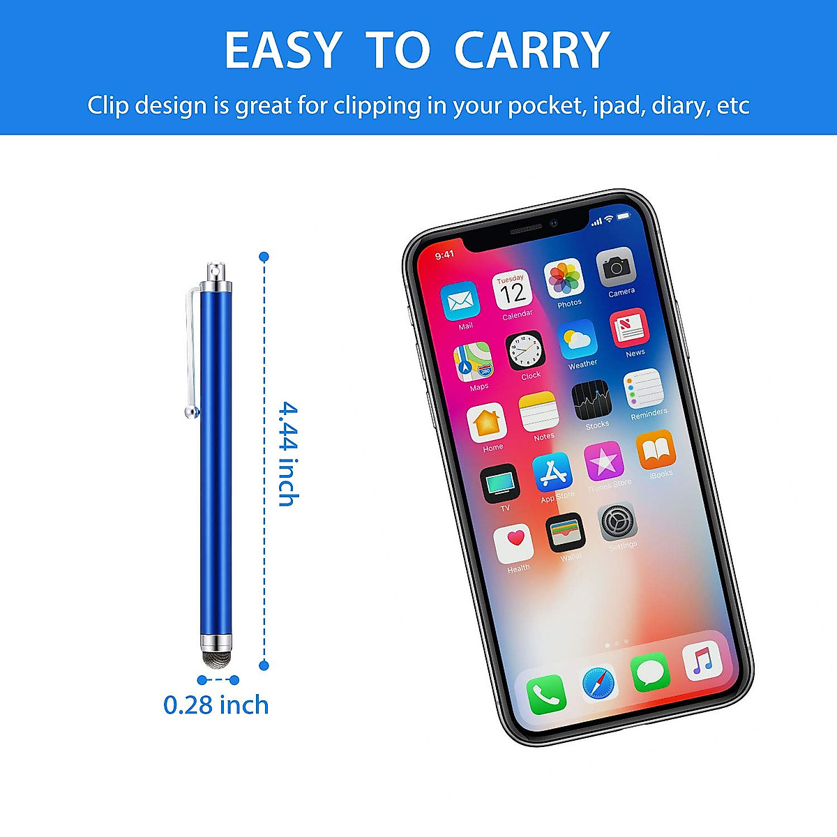 Outus 36 Pieces Stylus Pens Fiber Tip Series Capacitive Stylus Pens for Universal Touch Screen Devices Compatible with iPhone, iPad, Tablet (12 Colors)