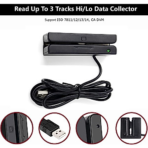 Magnetic Stripe Card Reader USB 3-Track POS Credit Card Reader Swiper Magstripe Swipe Card Reader Membership Card Gift Card Reader Access Control Card Reader Writer