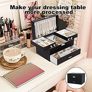 Dajasan Jewelry Box for Women 3 Layers Large Jewelry Organizer with velvet Travel Jewelry Storage Organizer Jewelry Case for Earring, Ring, Necklace, Bracelets