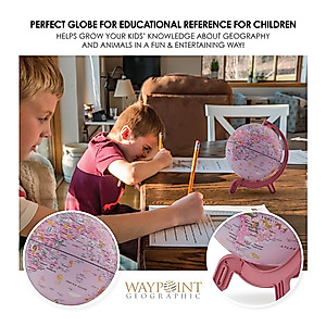 Waypoint Geographic Giacomino Kids Pink Animals 6-inch Globe, Up to Date Miniature Globe for Kids (Pink)