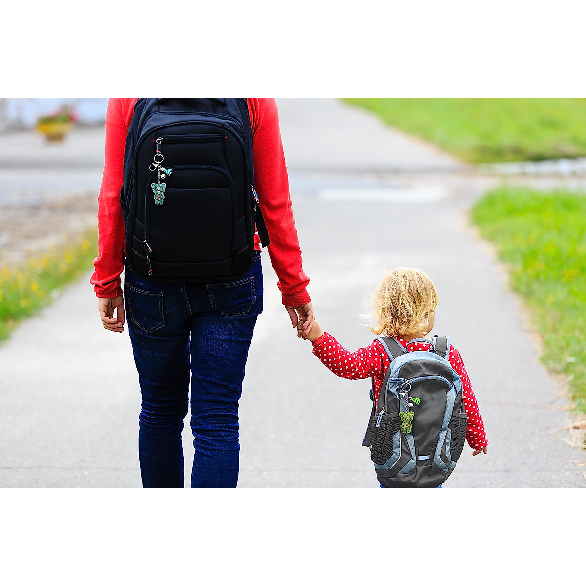 AuPra Green Teddy Bear Crystal KeyChain Gift Women Bling Rhinestones KeyRing Home Car Bag Clip Key Holder Lady Girl Tassel Present