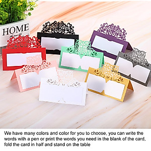 PATIKIL Table Name Place Cards,50Pcs 3.9 x 3.9inch Favor Decor Hollow Butterfly Cut Design Seat Blank Card for Wedding Party Seating Place Cards Purple