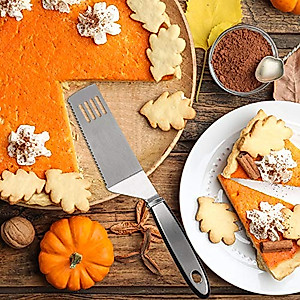 2 Pieces Stainless Steel Pie Server Set Cake Cutter Serrated Spatula Pizza Tart Dessert Slicer for Cutting and Serving Desserts Brownies Lasagna