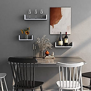 AMADA HOMEFURNISHING Floating Shelves, Rustic Bathroom Wall Shelves AMFS01 & White Floating Shelves U Shaped AMFS13-W