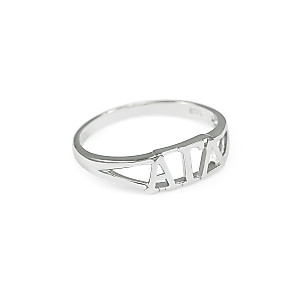 The Collegiate Standard Sterling Silver Alpha Gamma Delta ring with cut-out letters size 6