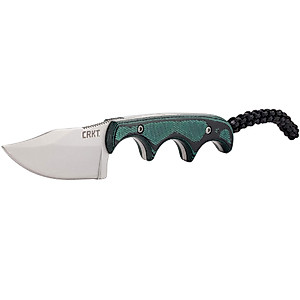CRKT Minimalist Bowie Neck Knife: Compact Fixed Blade Knife, Folts Utility Knife with Bead Blast Blade, Resin Infused Fiber Handle, and Sheath 2387