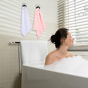 Mcduyant 2 Pieces Self Adhesive Dish Towel Holder Grabber Kitchen Towel Hook Wall Mount Towel Hangers Holders Non-Drilling Push Towel Holder for Bathroom Kitchen Wall No Drilling Required