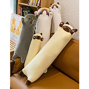 chilsoby Long Cat Plush Body Pillow, 43.3 inch Cartoon Stuffed Animals Cat Plushie, Soft Cat Plush Throw Pillow Cute Kitten Plush Doll Toy Gift for Kids Girls Girfriend