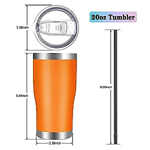 VEGOND 20oz Tumbler Stainless Steel Tumbler Cup with Lid And Straw Vacuum Insulated Double Wall Travel Coffee Mug(orange package 1)
